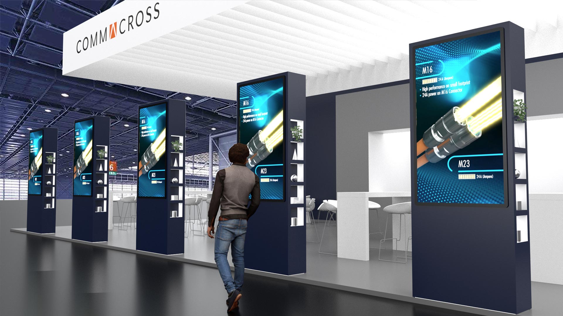 Die All-In-One Messe-Monitor-Stele | commacross